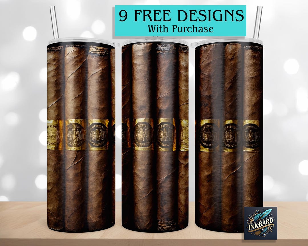 Cigar Art Seamless 20 Oz Skinny Tumbler Sublimation Design Digital ...