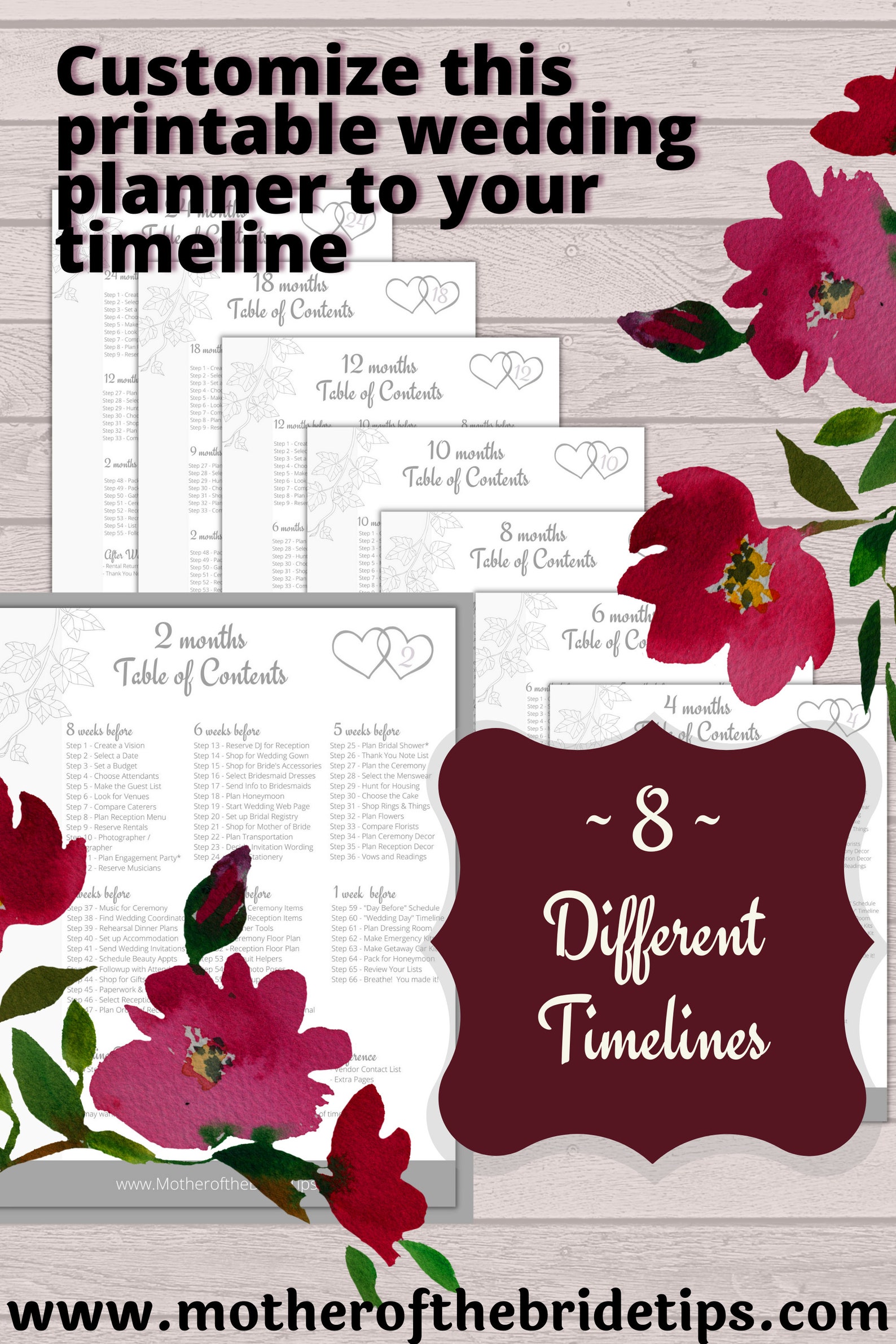 Step-by-step Wedding Planner Printable / Mother of the Bride Wedding ...