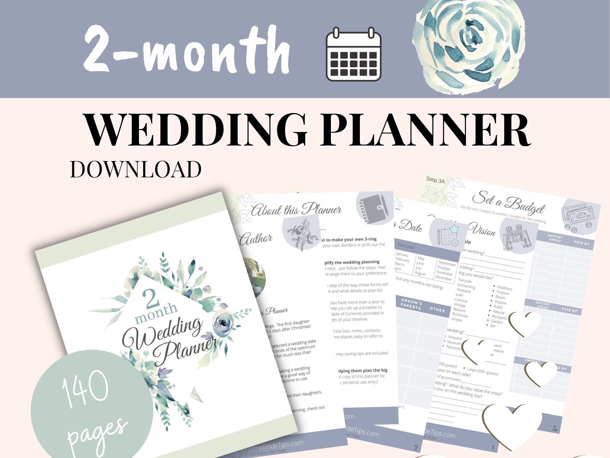 2-month Wedding Planner - DIY Wedding Planner Book - Printable Wedding ...