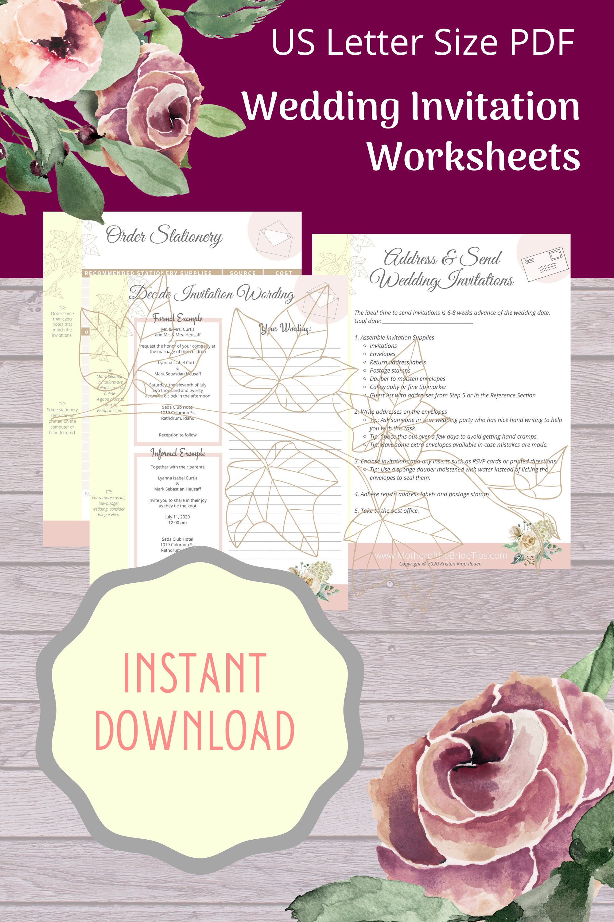 Wedding Invitation Worksheets - Etsy
