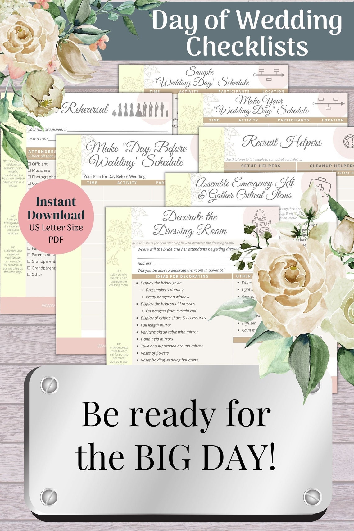 Wedding Day Checklist PDF Bundle to Print for Your Wedding Planner ...