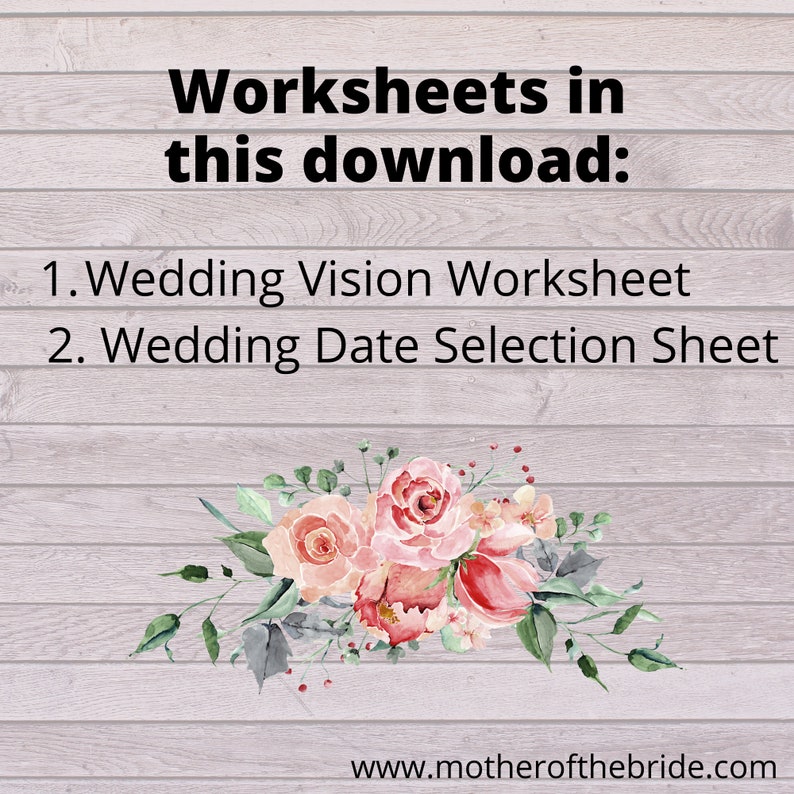 Wedding Vision Worksheets / checklists printable download pdf | Etsy