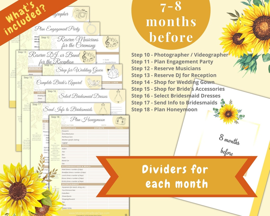 9 to 10-month Wedding Planner Printable / Ultimate Wedding Plan ...