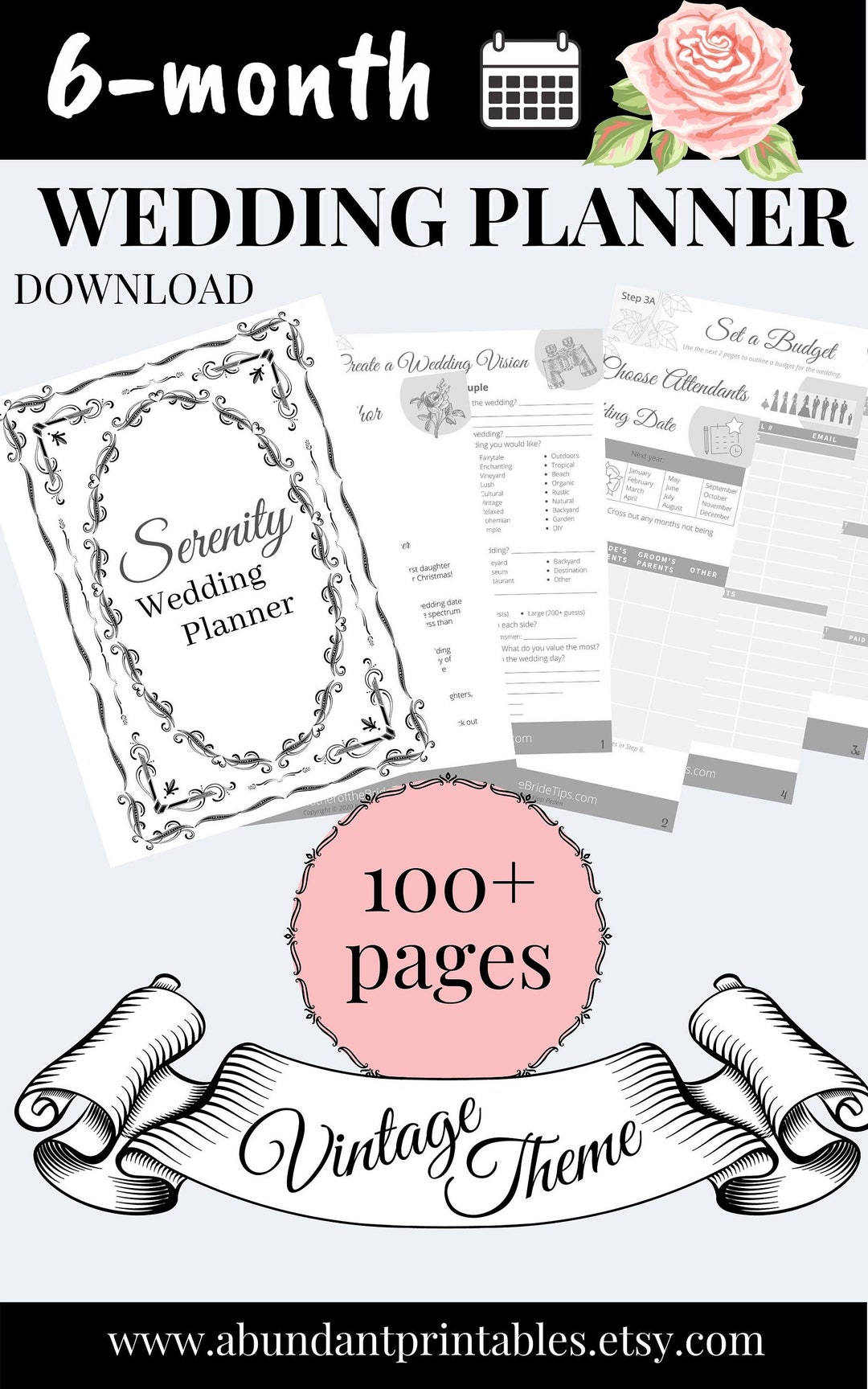 6-month Wedding Planning Binder Printable / Wedding Planner PDF / DIY ...