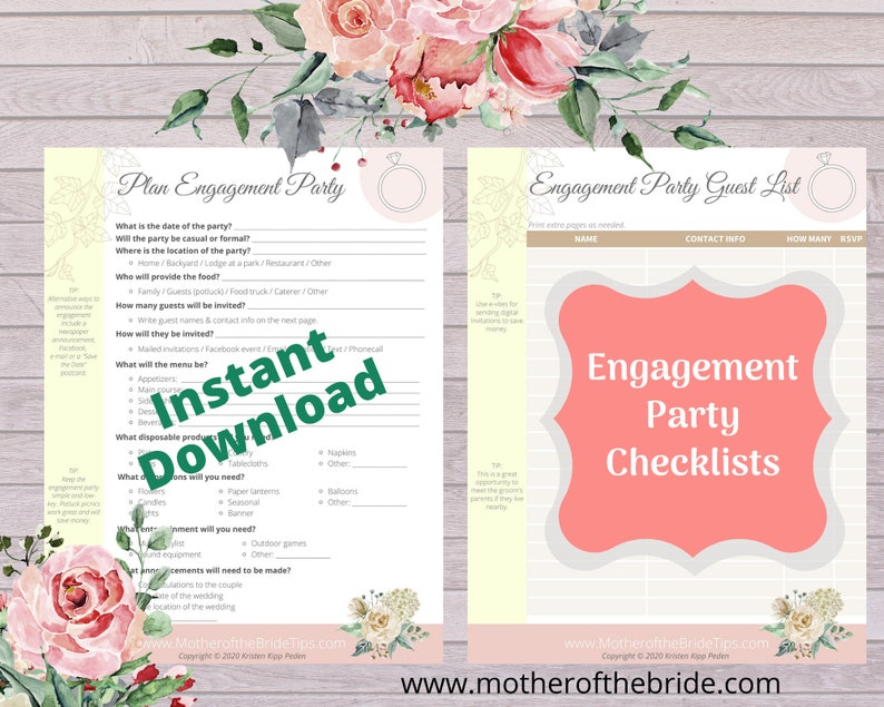 Engagement Party Planning Worksheets - Etsy