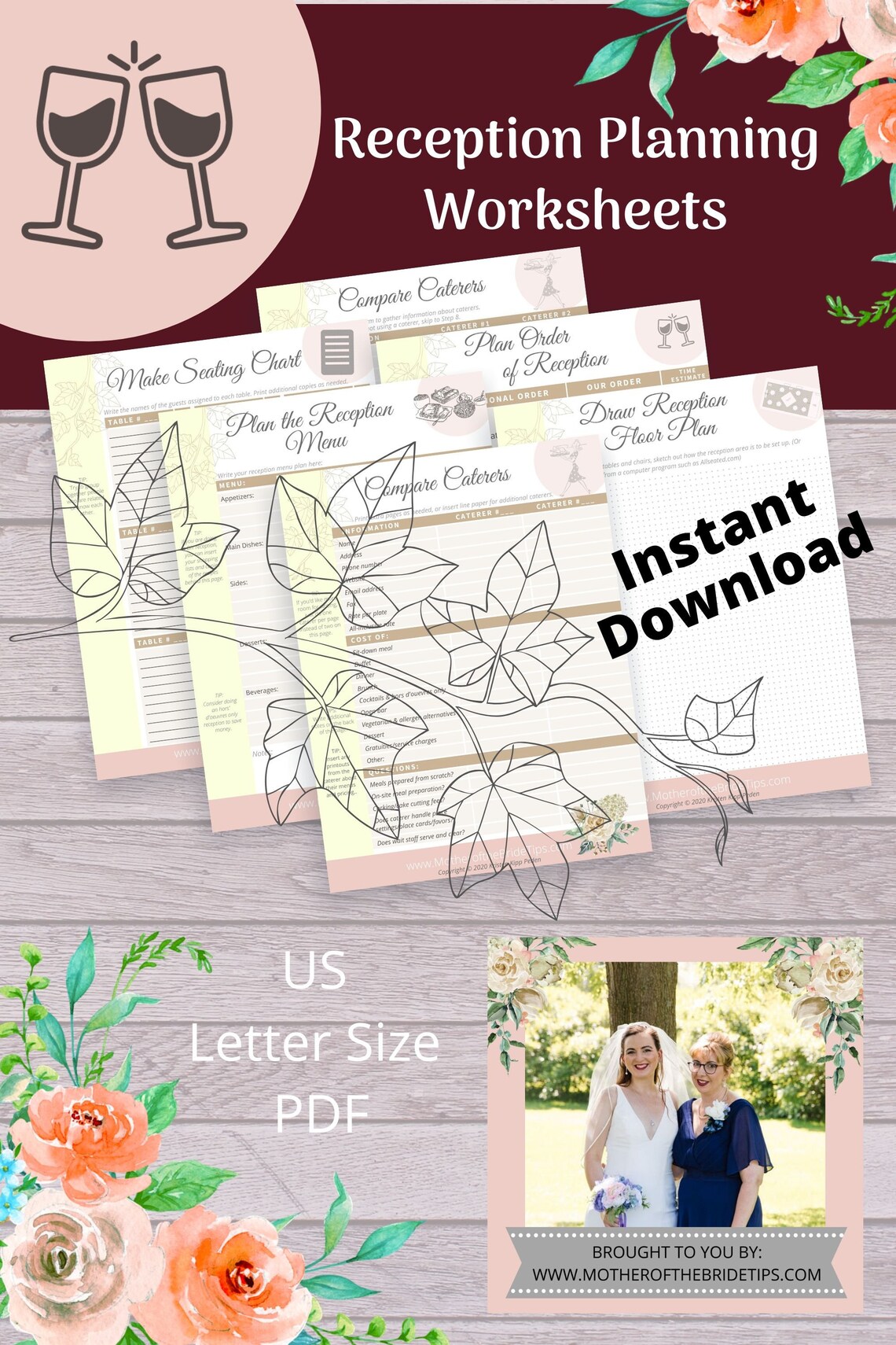 Reception Planning Checklists Bundle for Wedding Planner Notebook ...