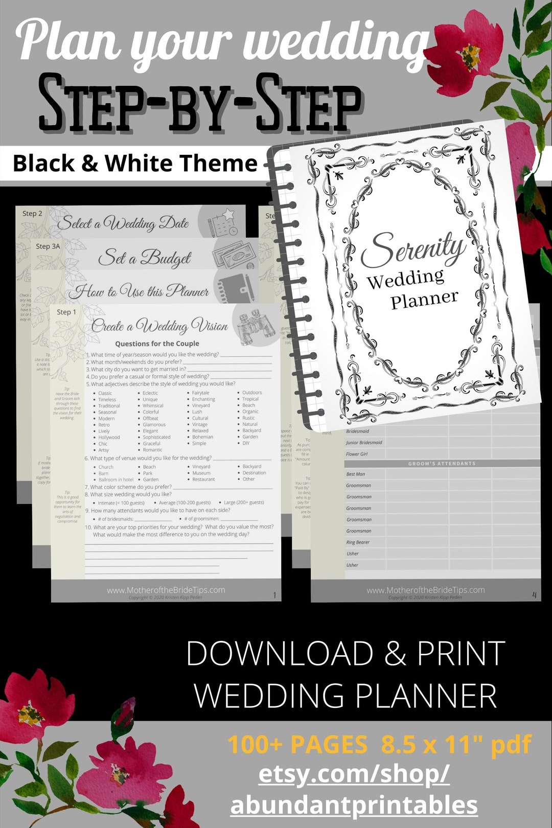 Step-by-step Wedding Planner Printable / Mother of the Bride Wedding ...