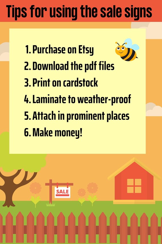 Yard Sale Tips Signage