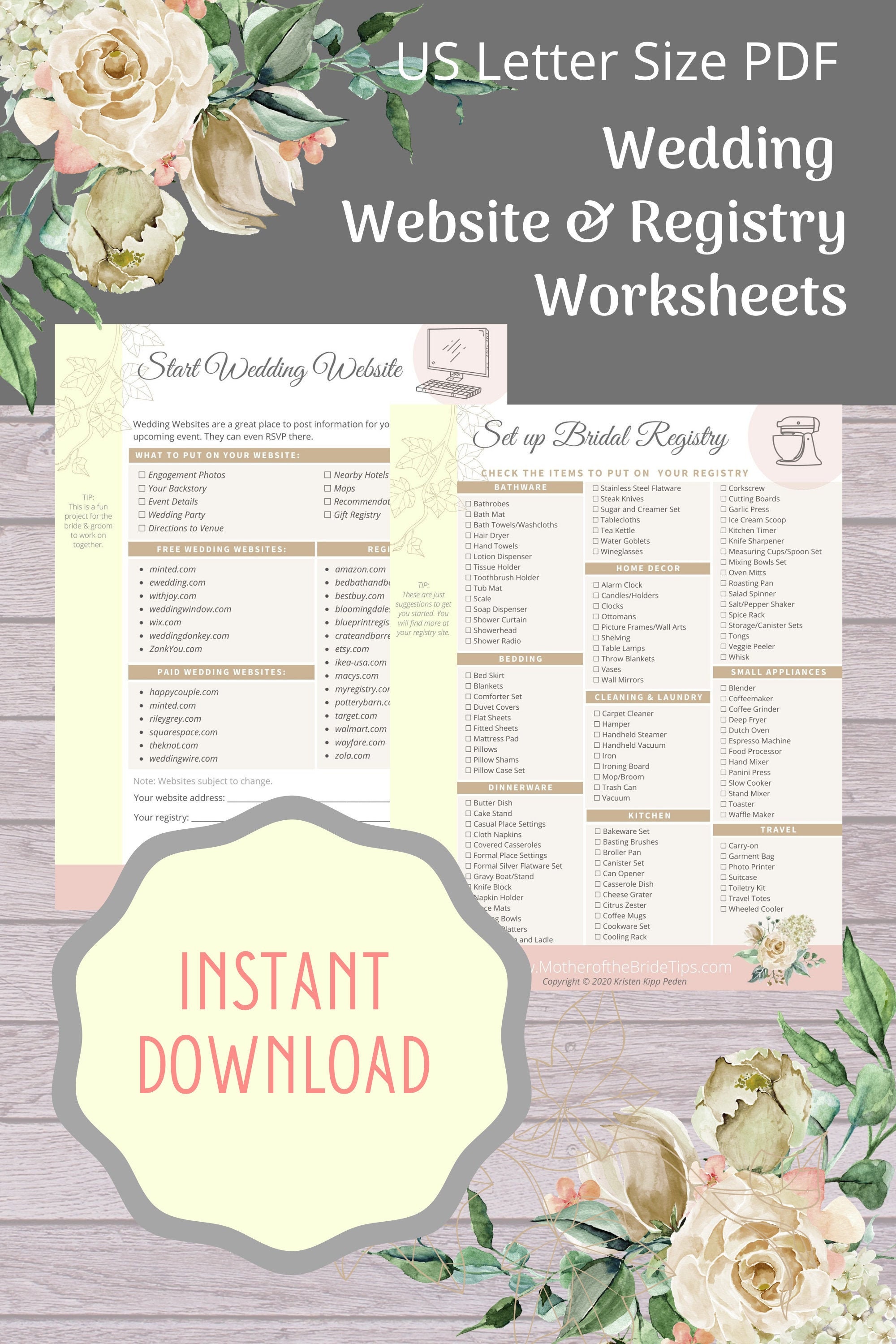 Wedding Website and Registry Worksheets | Etsy