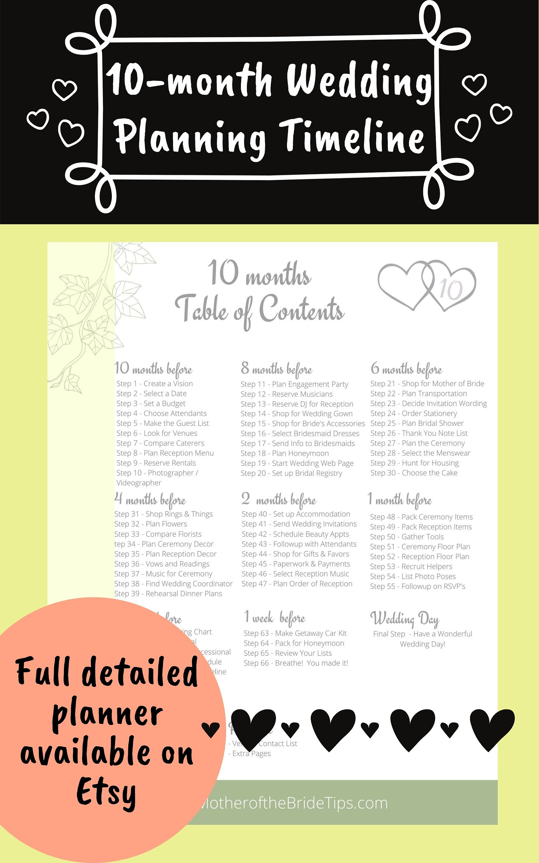 10-month Wedding Planner Printable PDF Download With Wedding - Etsy