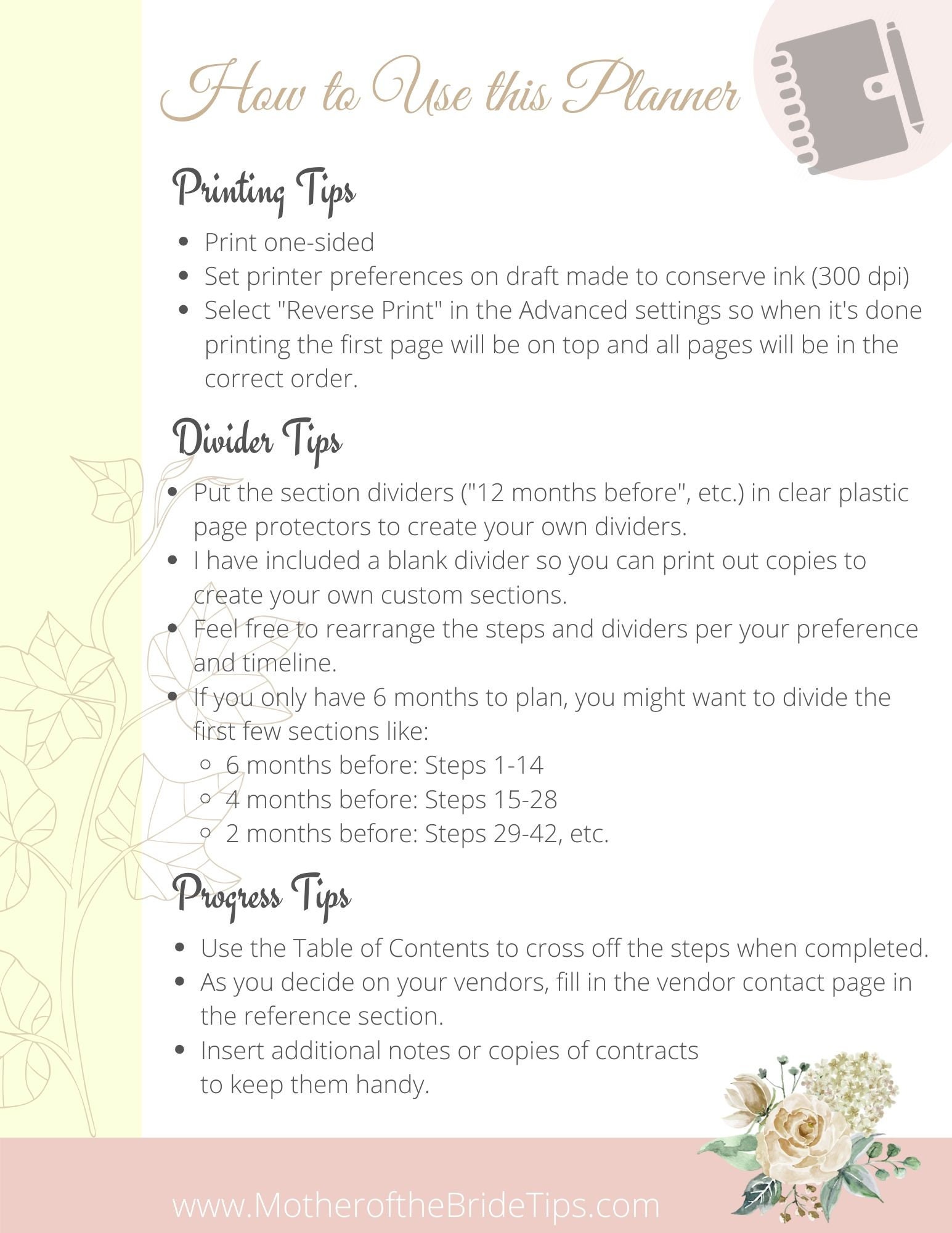 DIY Printable Wedding Planner PDF Download - Step by Step Wedding ...