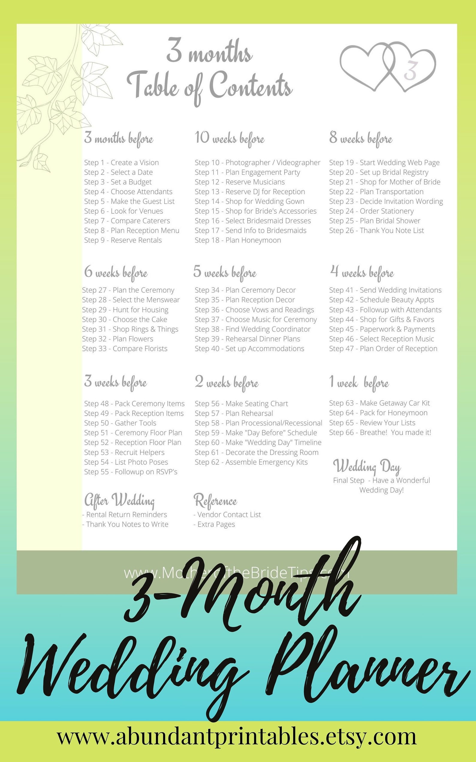 3-month Wedding Planner Printable | Printable Wedding Planner Pages ...