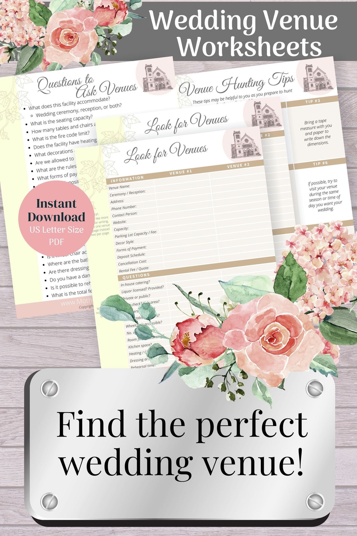 Wedding Venue Checklists, Wedding Planner Pages, Checklists for Wedding ...