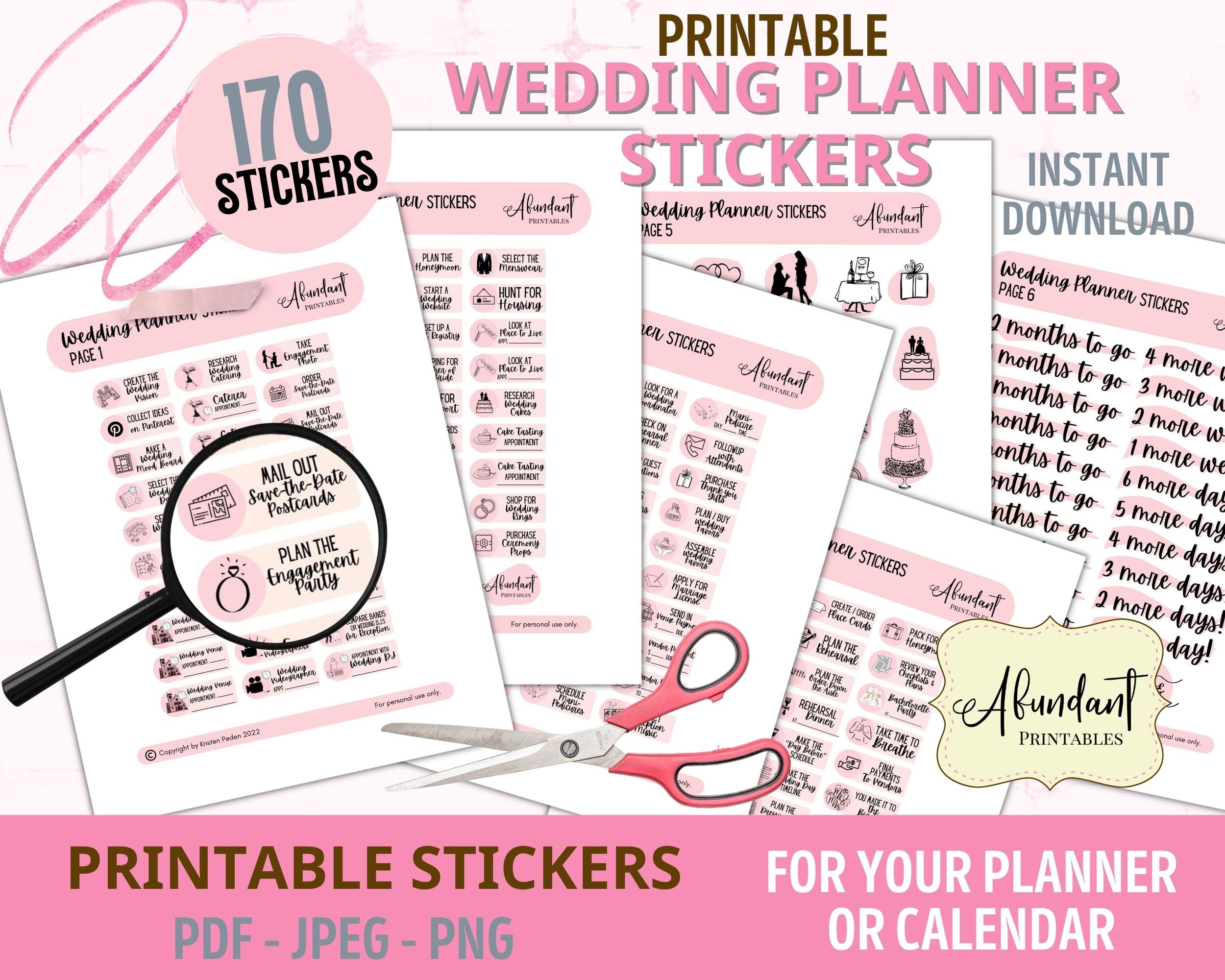 Printable Wedding Planner Stickers / Wedding Stickers / Printable ...