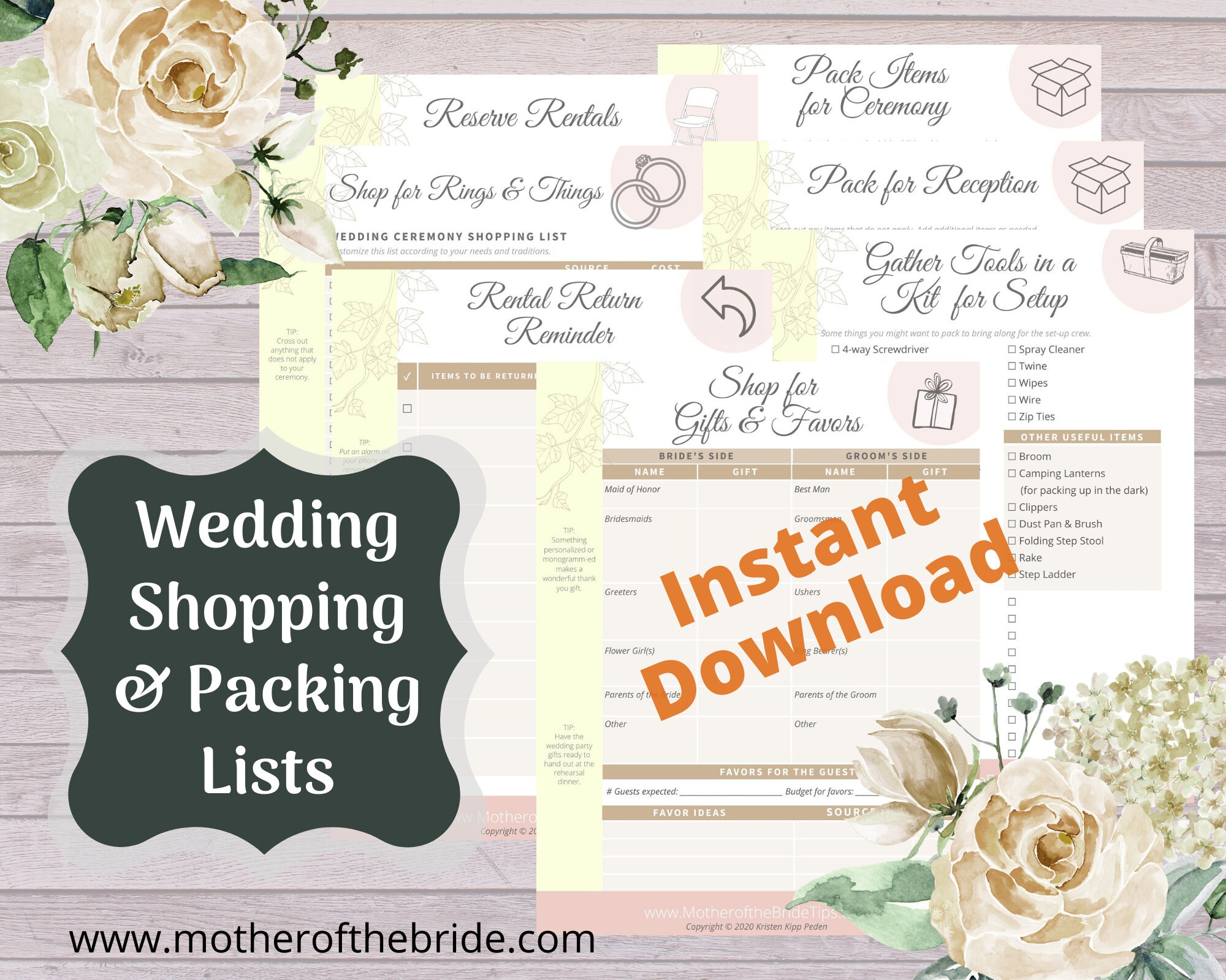 Wedding Checklists - Printable Shopping & Packing Lists for Wedding ...