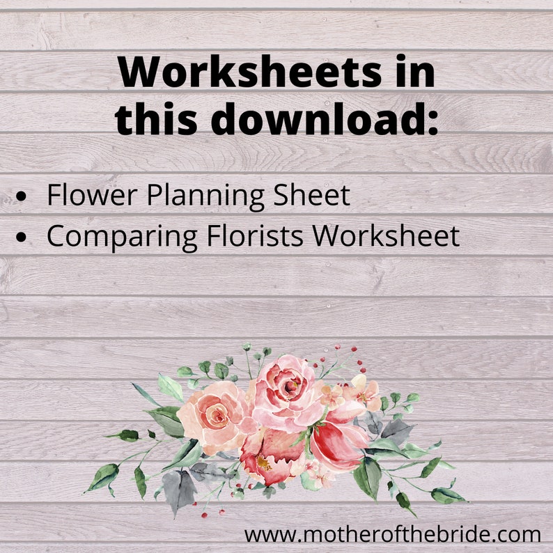 Wedding Flower Planning Worksheets/ Checklists for Wedding Planner ...