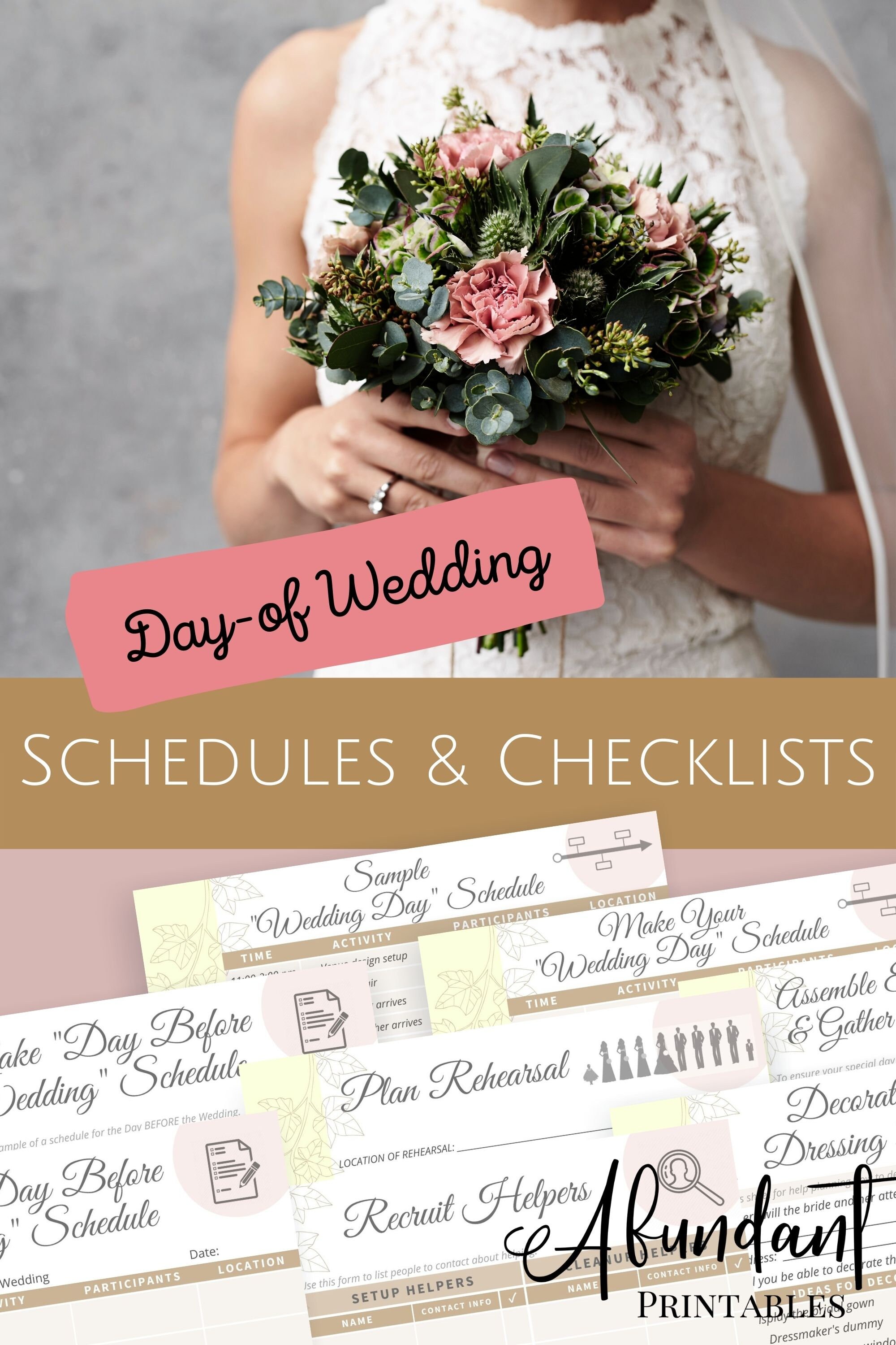 Wedding Day Checklist PDF Bundle to Print for Your Wedding Planner ...