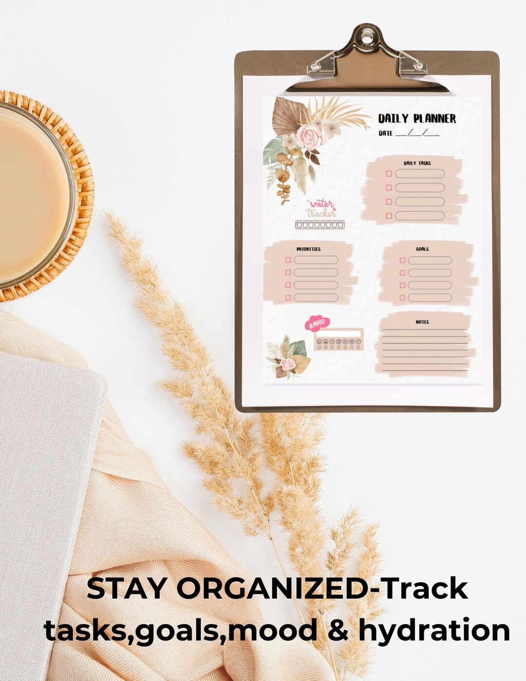 Printable Daily Planner PDF | Minimalist Productivity Planner | Boho ...