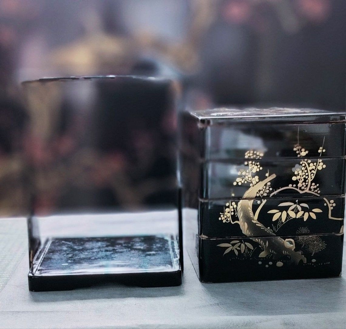 Japanese Jubako / Bento Black/red Lacquerware, Maki-e Box Set,1900's - Etsy