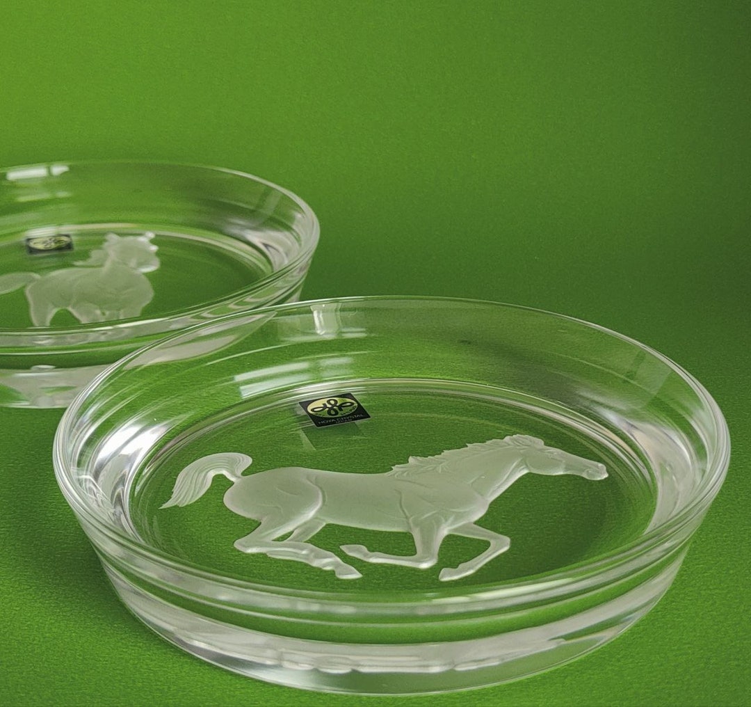 Vintage Japanese Hoya Crystal, Horse Design Wine Coasters, - Etsy