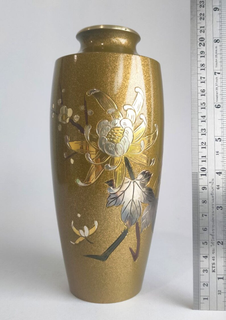 Jarrón japonés antiguo con incrustaciones de crisantemos de - Etsy España