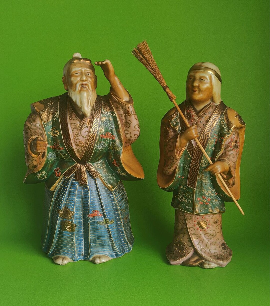 2 X Kutani Figurines, Jotomba, Noh Play, Takasago, Kutani Marks, - Etsy