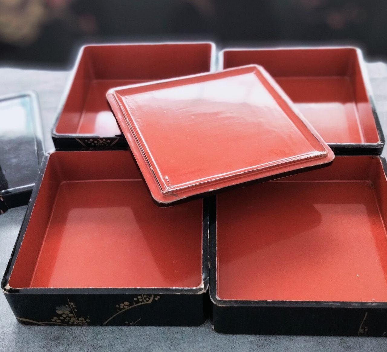 Japanese Jubako / Bento Black/red Lacquerware, Maki-e Box Set,1900's - Etsy