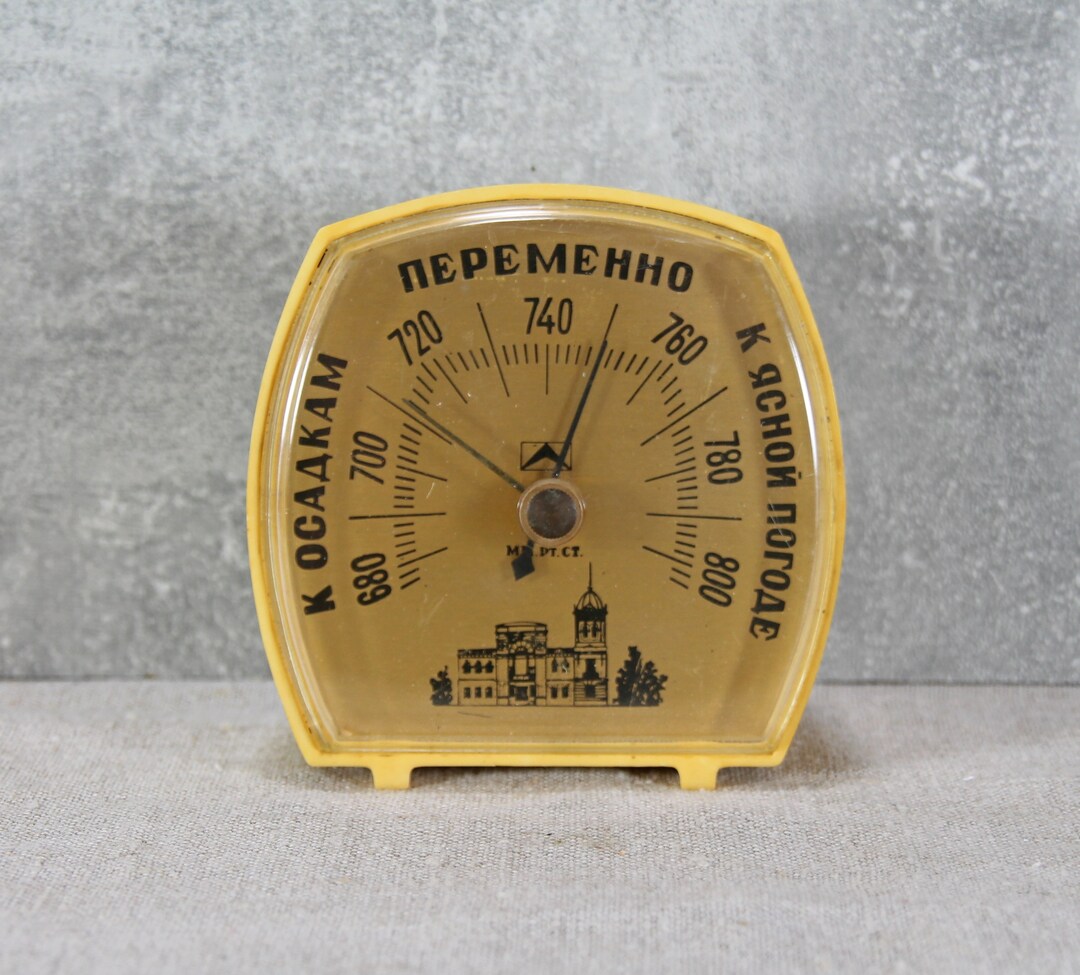 Vintage Soviet Barometer, Retro Hygrometer, Plastic Table Thermometer ...