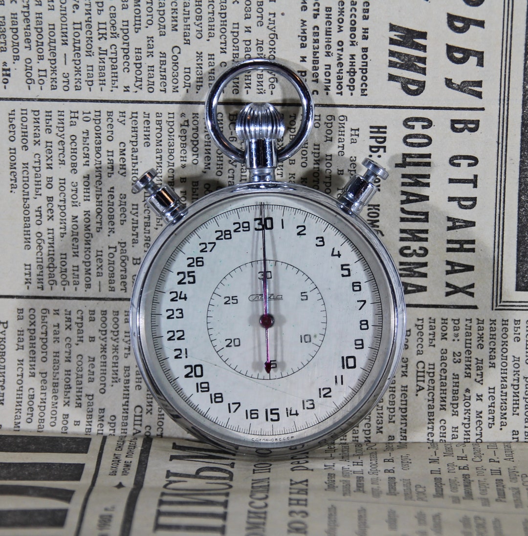 Vintage Mechanical Stopwatch, 3-button Stopwatch Slava, Soviet Sports ...