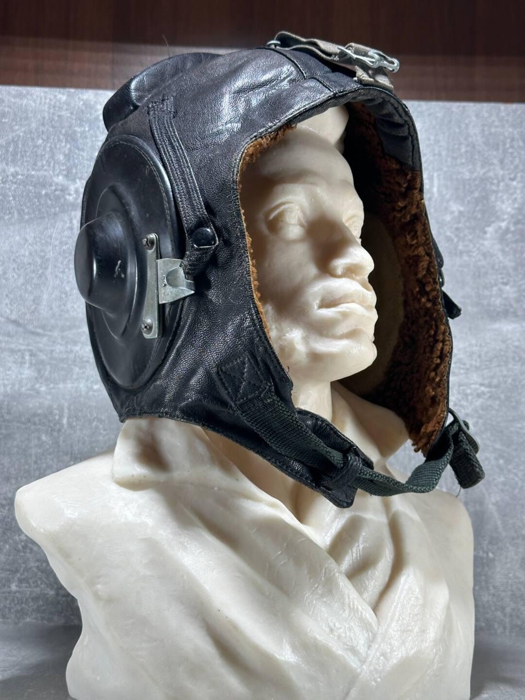 Soviet Leather Winter Pilot Helmet, Vintage Aviation Helmet, Original ...
