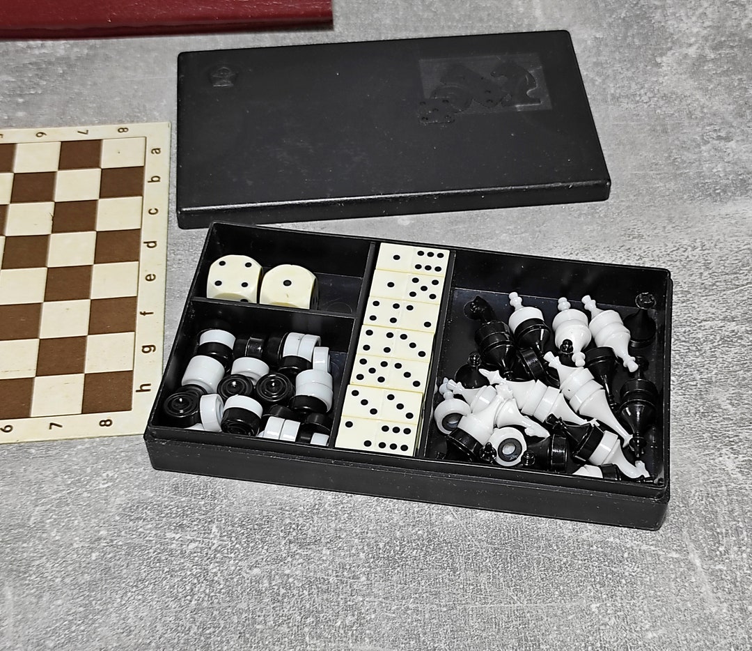 Vintage Pocket Chess. Magnetic Chess/ Miniature Domino/ Checkers ...