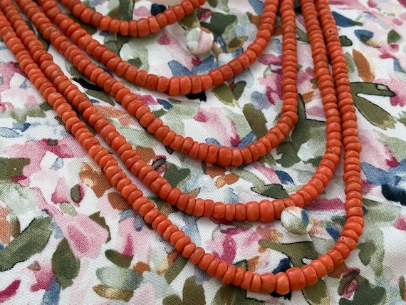 Antique Salmon coral Necklace, Mediterranean Coral Be… - Gem