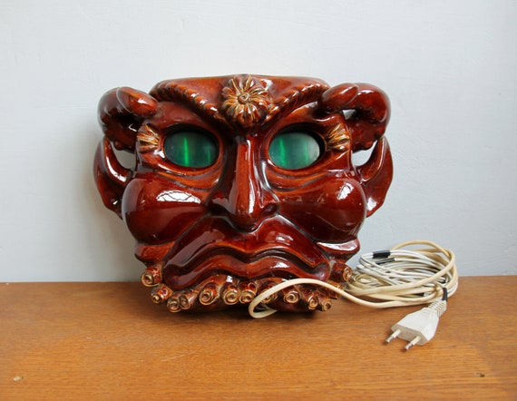 Vintage electronic wall clock demon. ceramic monster head with | Etsy