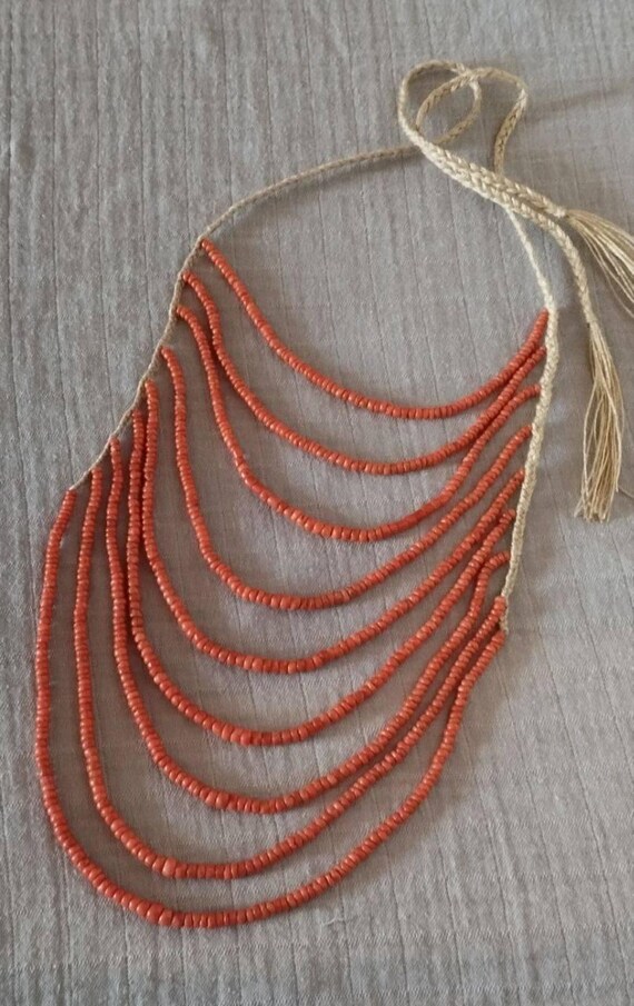 Antique Salmon coral Necklace, Mediterranean Coral Be… - Gem