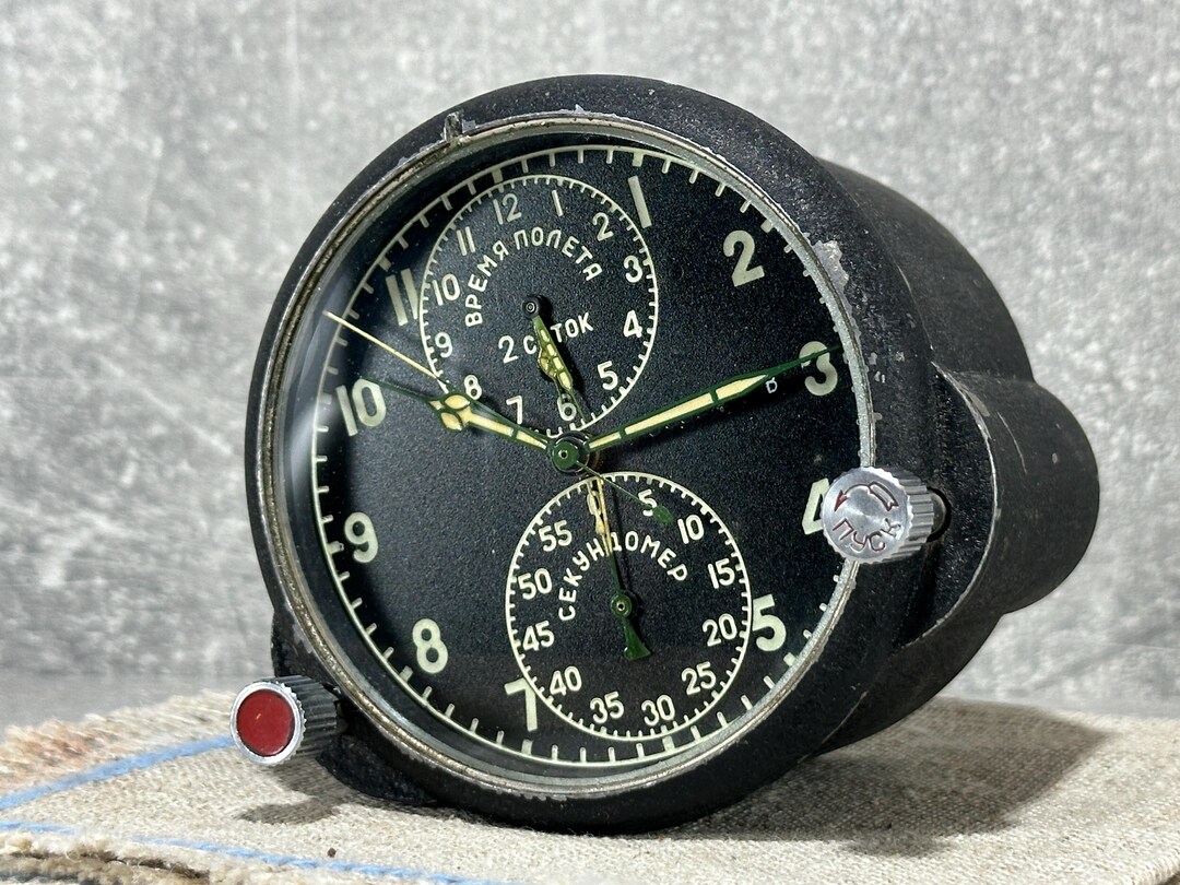 Vintage Clock Achs 1, Chp MIG 29, Original Panel Aviation Clock, Clock ...