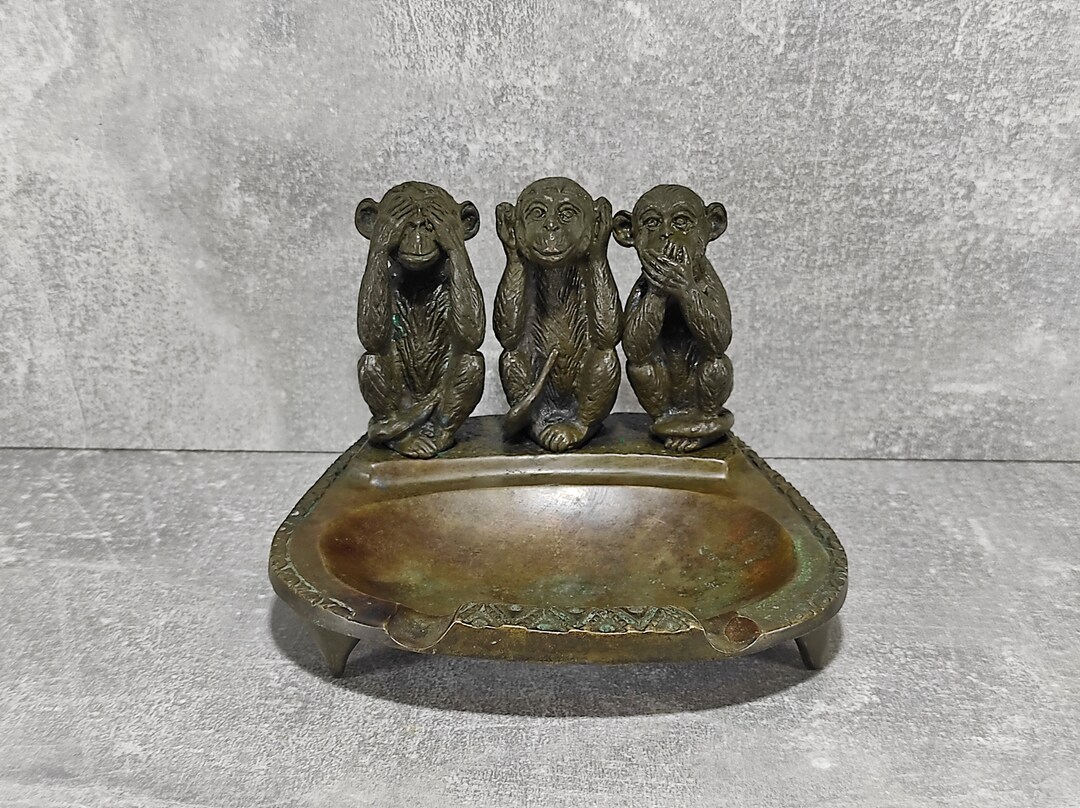 Vintage Bronze Ashtray Three Monkeys. Collectible Soviet Ashtray ...