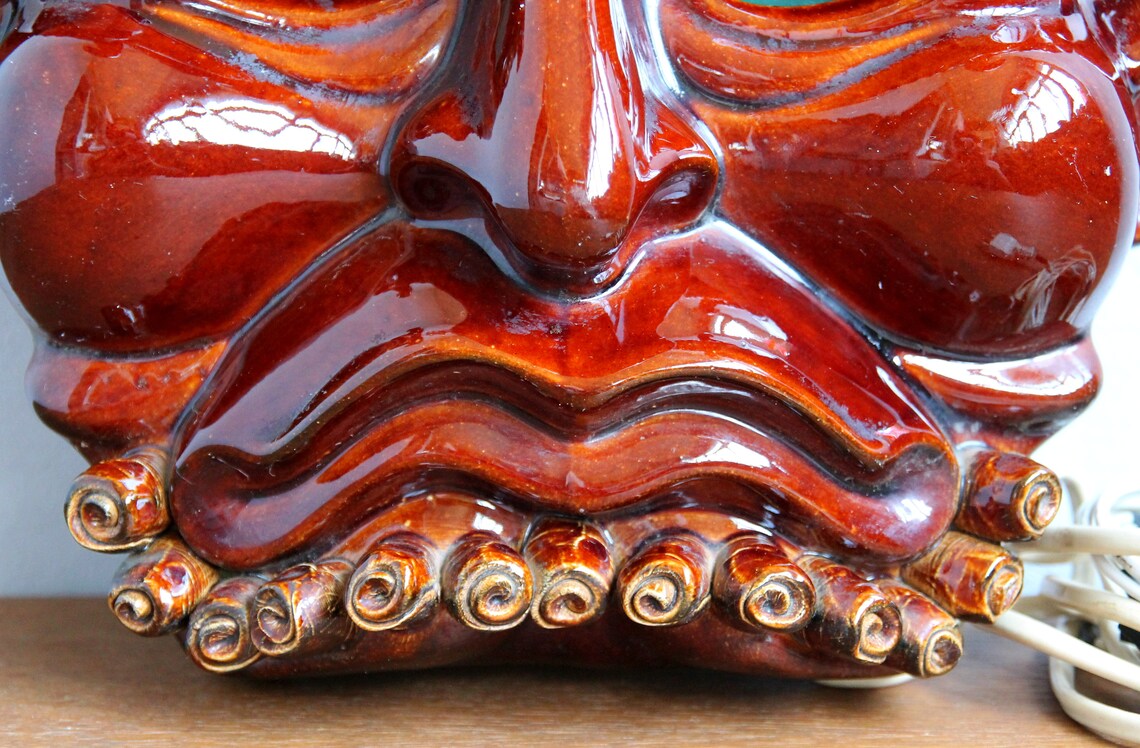 Vintage electronic wall clock demon. ceramic monster head with | Etsy