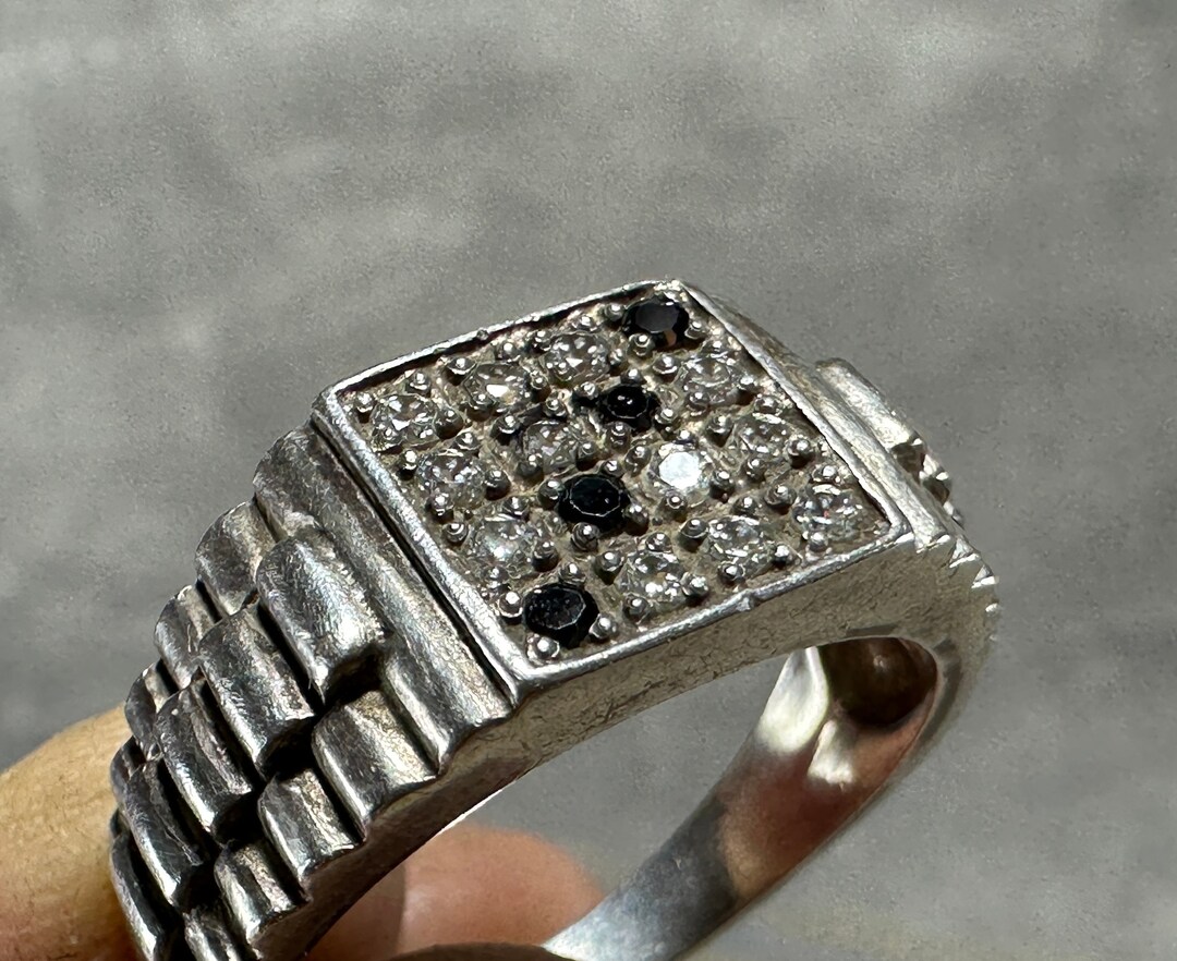 Silver Men's Ring With Crystals /vintage Jewelry/925 Sterling Silver - Etsy