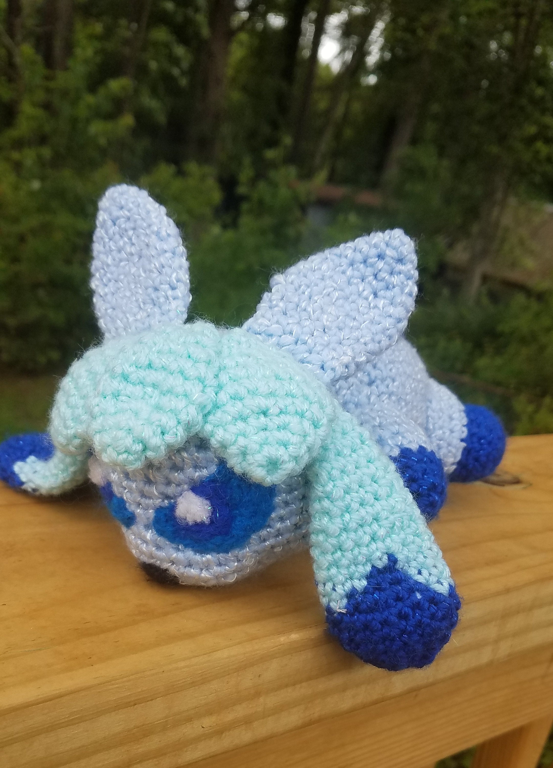 Crochet Shiny Baby Glaceon Pokemon Plush Single Stitch - Etsy