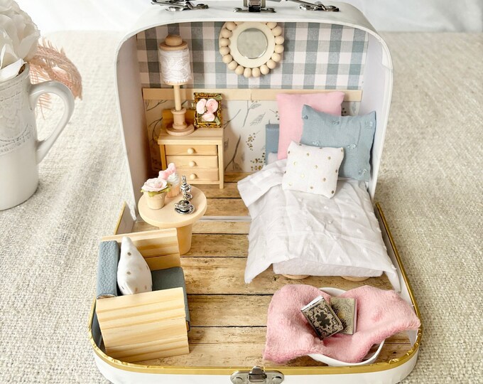 Suitcase Doll House, Travel Doll House, Mouse House, Gift for Girls, 1: ...