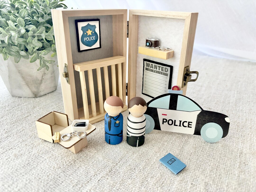 Police Station Peg People Playset: Fold and Go Travel Toy - Etsy