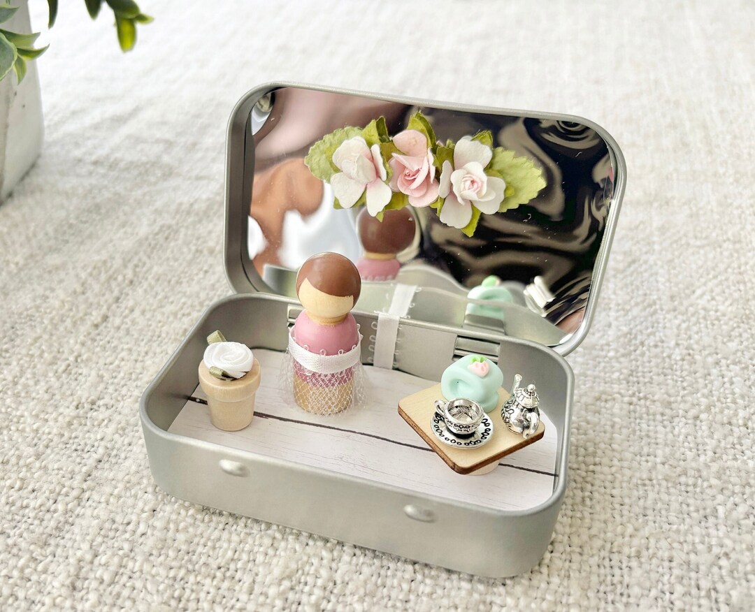 Mini Ballet Studio in A Tin, Small Peg Doll Ballerina, Small Gift for ...