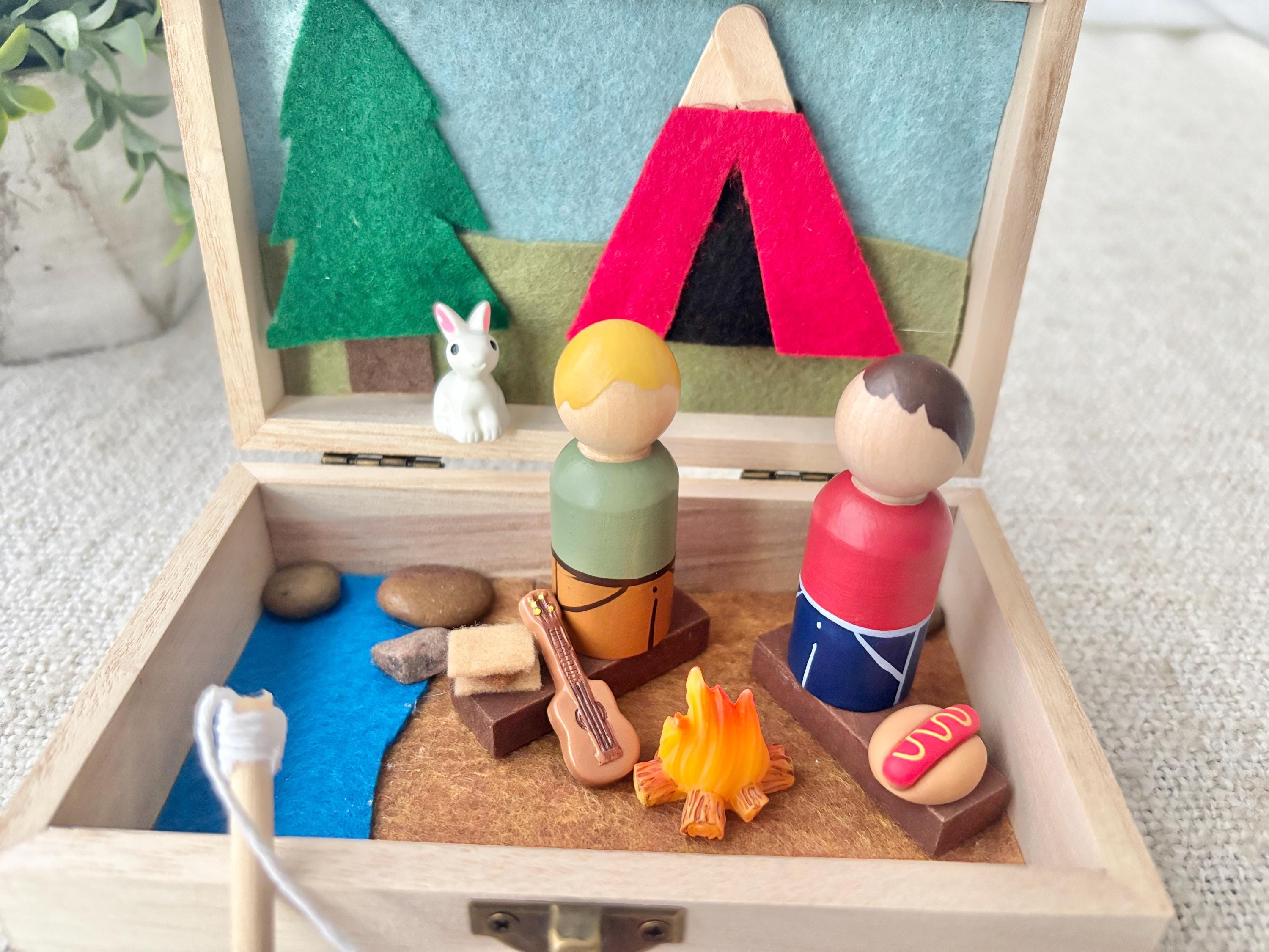 Camping Peg People Play Set: Fold & Go Travel Toy for Kids, Gift for ...