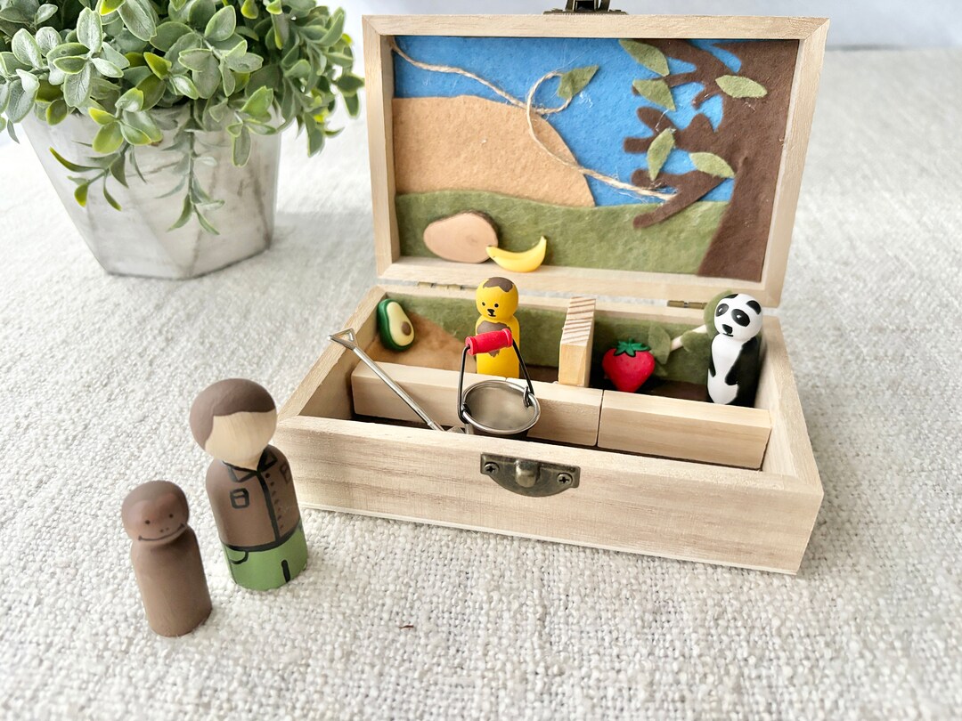 Zoo Peg People Play Set, Peg Doll Animals, Travel Toy, Wood Zoo Animals ...