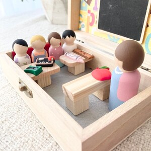 Peg People School Play Set Peg People Teacher Wooden Toy - Etsy