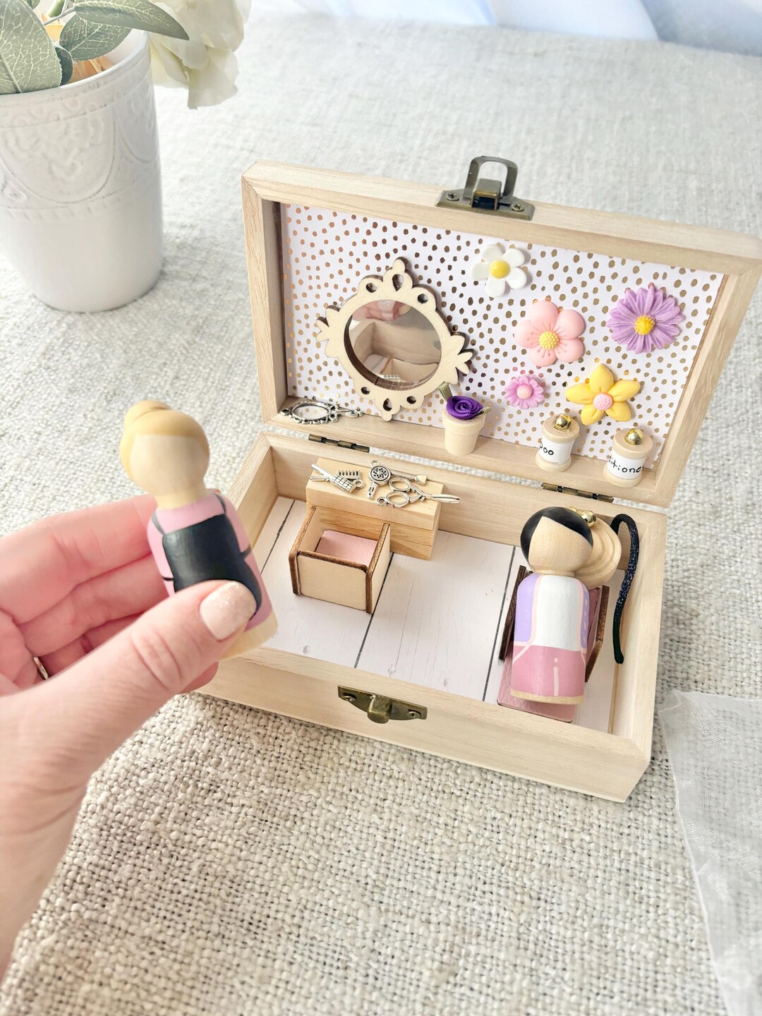 Peg Doll Hair Salon Playset: Peg Doll Playset, Travel Toy, Gift for ...