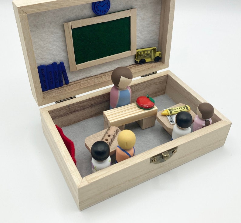 Peg People School Play Set Peg People Teacher Wooden Toy - Etsy