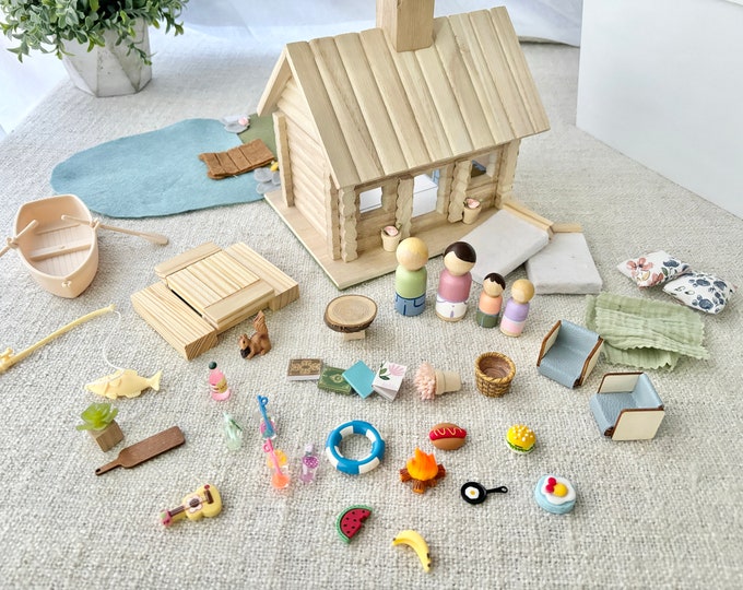 Peg Doll Lake House, Dollhouse, Cabin, Peg Doll Family, Peg Doll ...