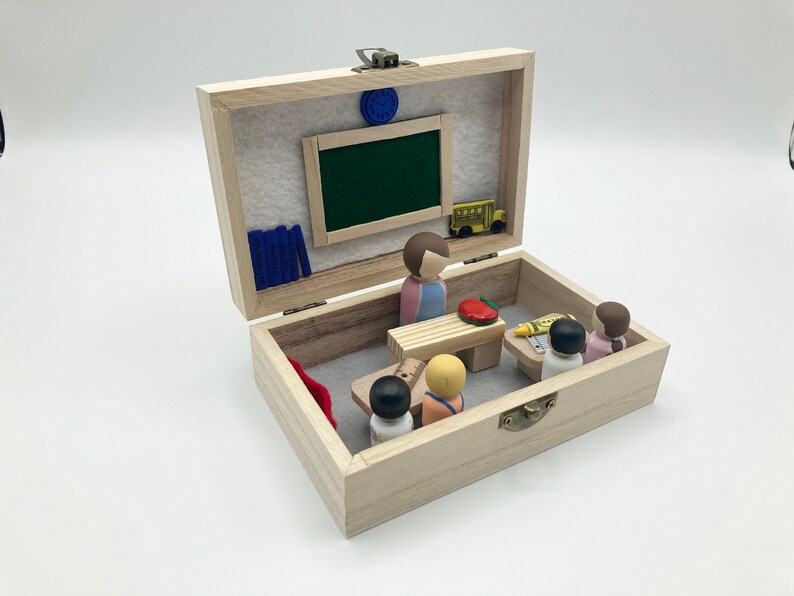 Peg People School Play Set Peg People Teacher Wooden Toy - Etsy