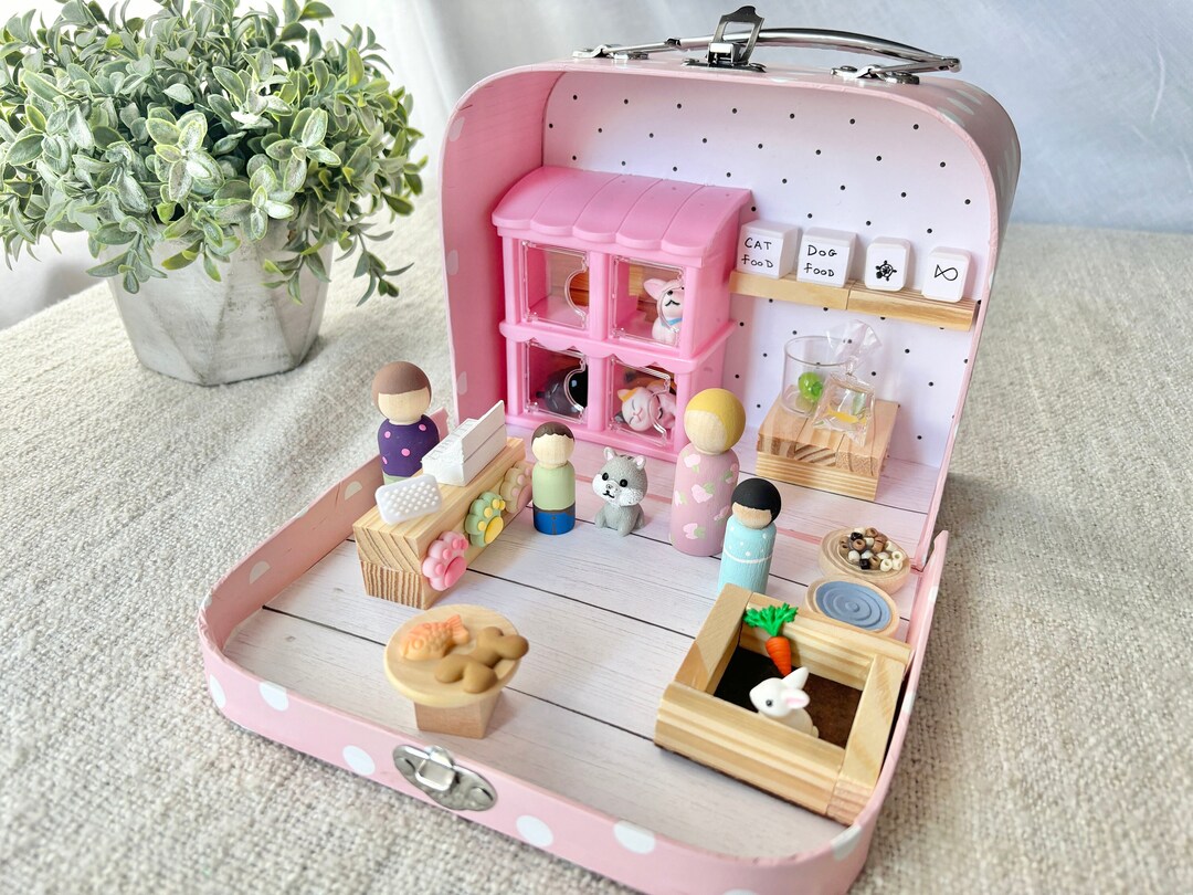 Little Pet Store Play Set, Travel Toy for Kids, Peg People Play Set ...